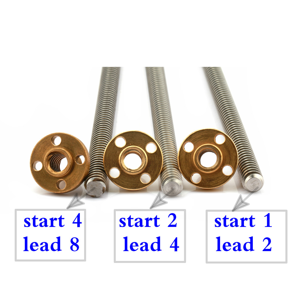 stainless steel leadscrew 2mm pitch 4 start 8mm lead 600mm length TR8*8 ...